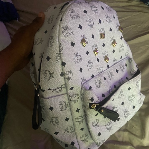 MCM | Bags | Mcm Monogrammed White And Black Backpack | Poshmark